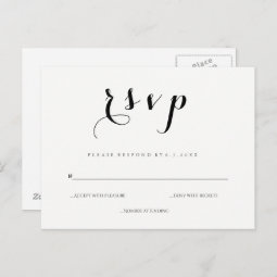 Simple cursive modern wedding rsvp postcards | Zazzle