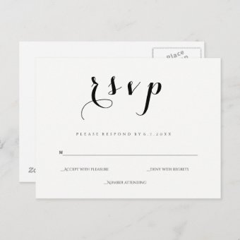 Simple cursive modern wedding rsvp postcards | Zazzle