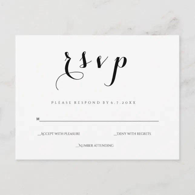Simple cursive modern wedding rsvp postcards | Zazzle