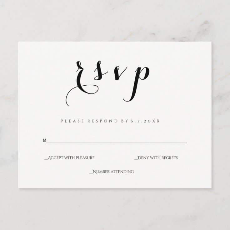 Simple cursive modern wedding rsvp postcards | Zazzle