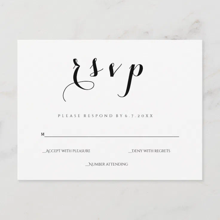 Simple cursive modern wedding rsvp postcards | Zazzle