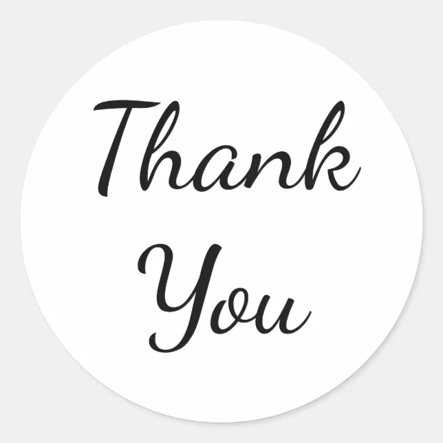 Simple Cursive Thank You Classic Round Sticker | Zazzle