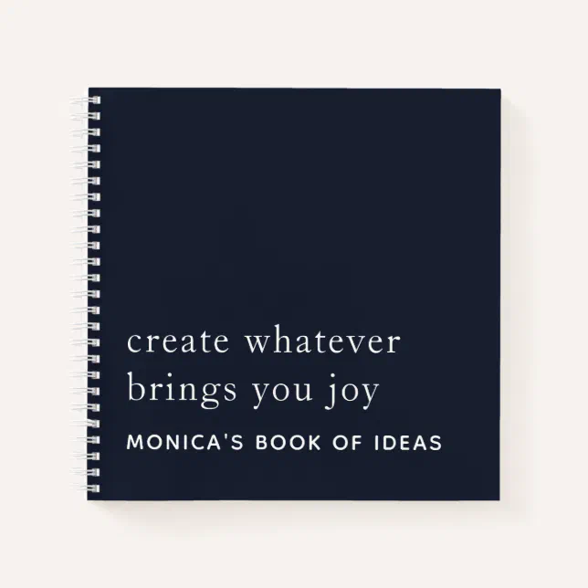 Simple Custom 2 Motivational Quotes White Navy Notebook | Zazzle