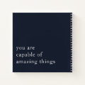 Simple Custom 2 Motivational Quotes White Navy Notebook | Zazzle