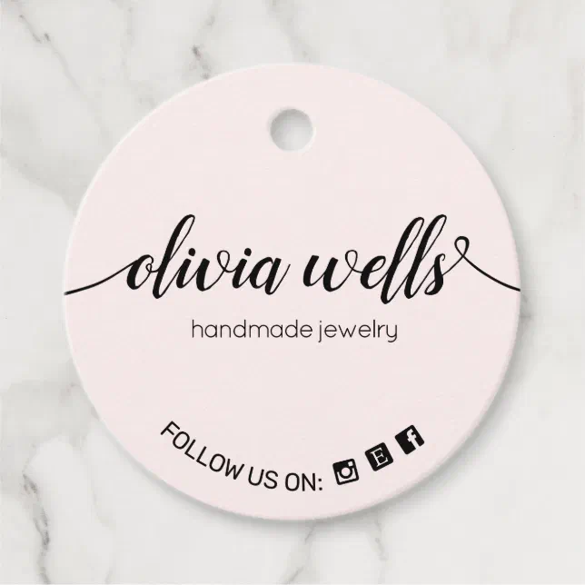 Simple Custom 2" Round Pink Signature Hang Tags | Zazzle