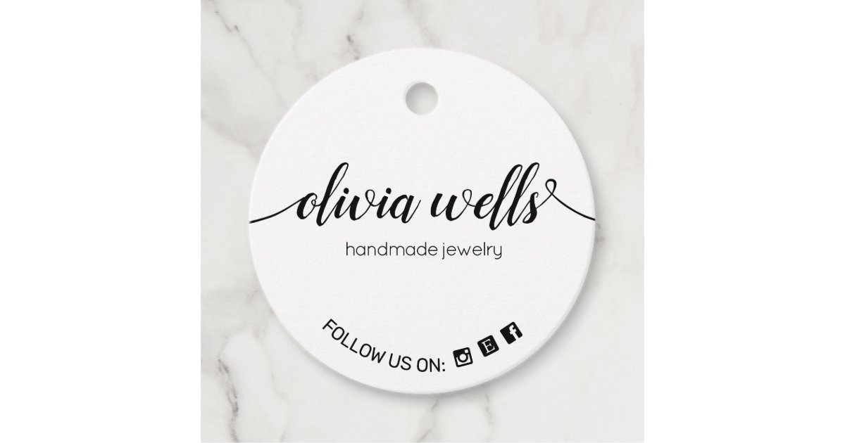 Simple Custom 2" Round White Signature Hang Tags | Zazzle