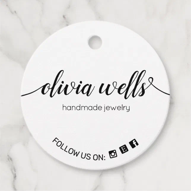 Simple Custom 2" Round White Signature Hang Tags | Zazzle