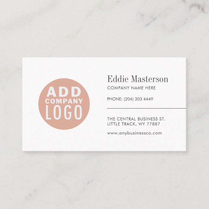 Simple Custom Add Logo Modern Minimalist Business Card | Zazzle.com