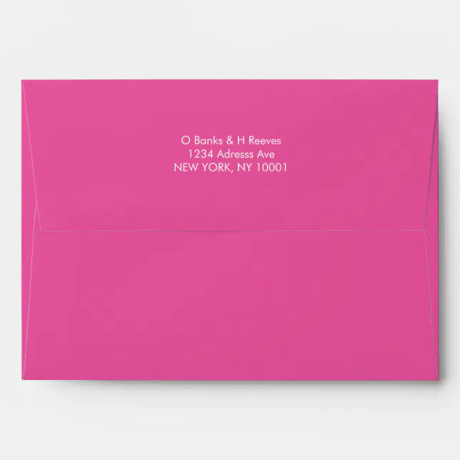 Simple custom address hot pink color envelope | Zazzle