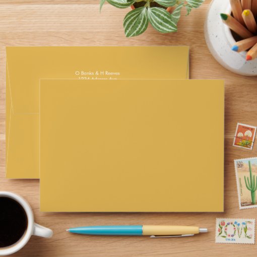 Simple custom address yellow color envelope | Zazzle