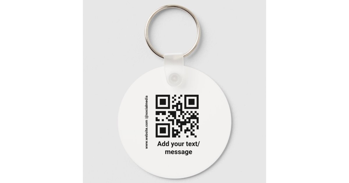 simple custom barcode add your text website QR Cla Keychain | Zazzle
