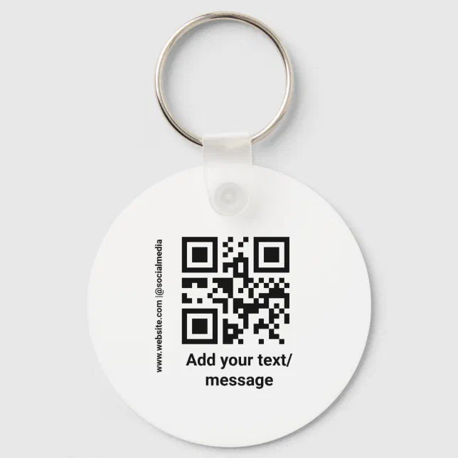 simple custom barcode add your text website QR Cla Keychain | Zazzle