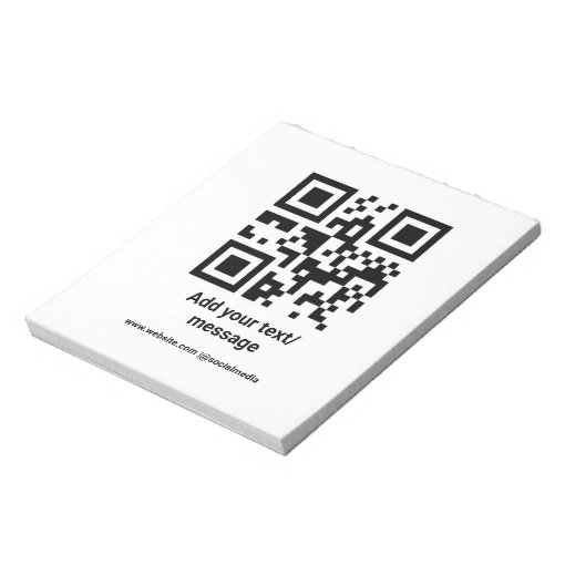 simple custom barcode add your text website QR Cla Notepad | Zazzle