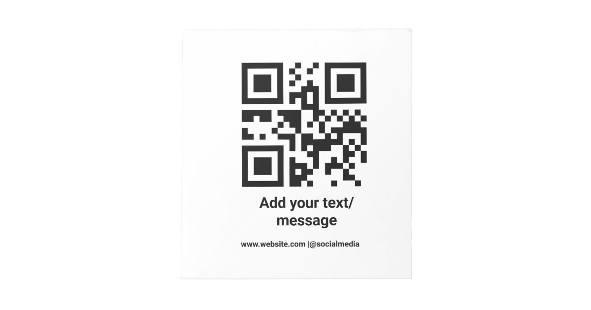 simple custom barcode add your text website QR Cla Notepad | Zazzle