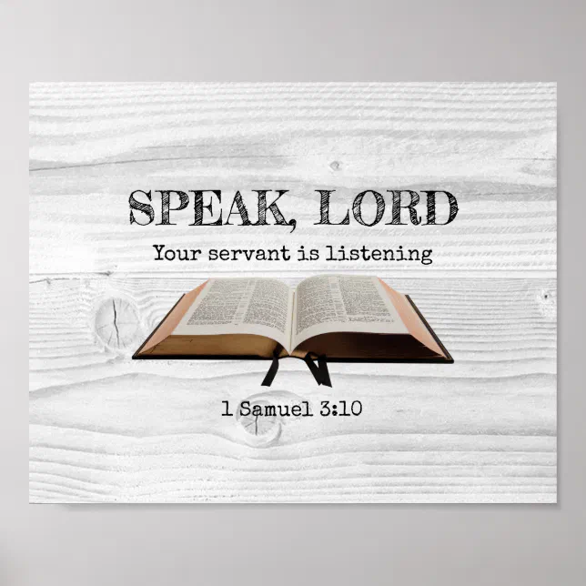 Simple Custom Bible SPEAK LORD Rustic Christian Poster | Zazzle