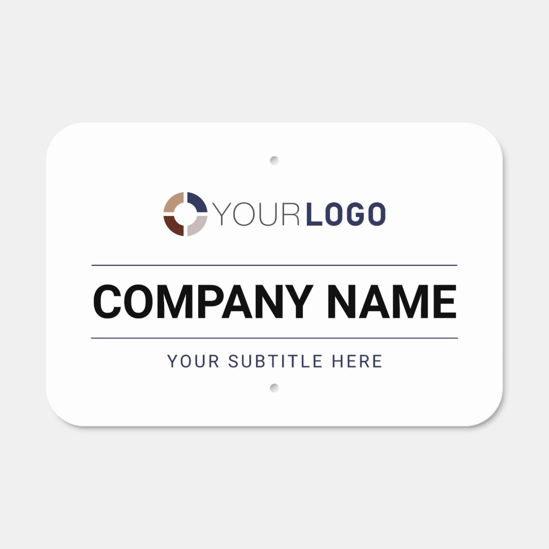 simple custom business corporate name and logo metal sign | Zazzle