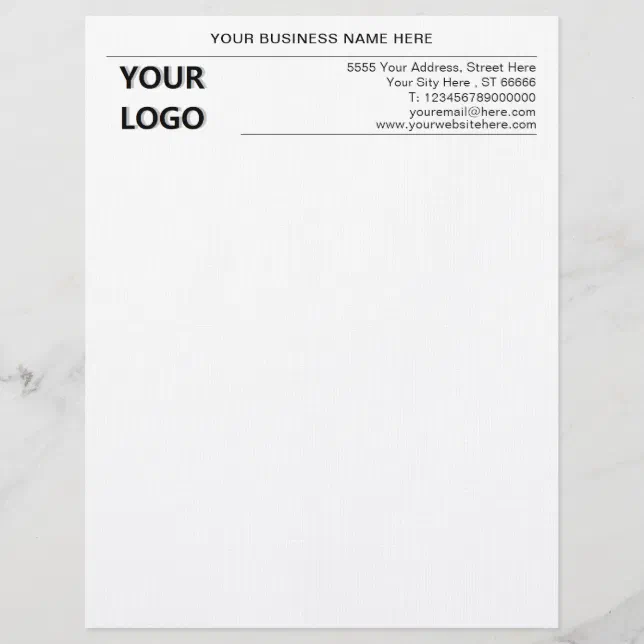Simple Custom Business Letterhead with Logo | Zazzle