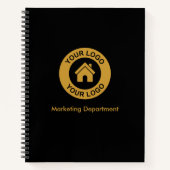 Simple Custom Business Logo And Text Black Notebook | Zazzle