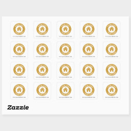 Simple Custom Business Logo and Text Square Sticker | Zazzle