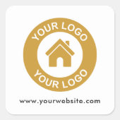 Simple Custom Business Logo and Text Square Sticker | Zazzle