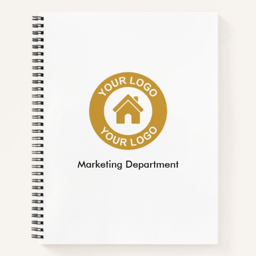 Simple Custom Business Logo And Text White Notebook | Zazzle