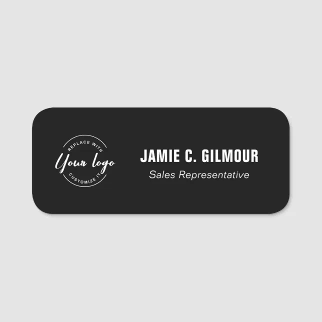 Simple Custom Business logo Employee Custom Name Tag | Zazzle
