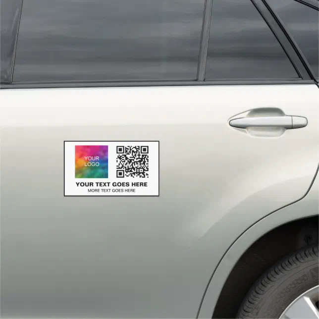 Simple Custom Business Logo Phone Number QR Code Car Magnet | Zazzle