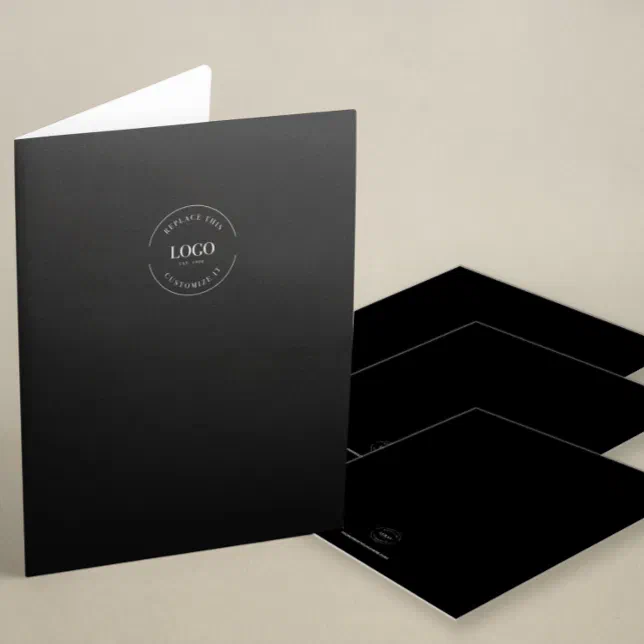Simple Custom Business Logo website on black Pocket Folder | Zazzle