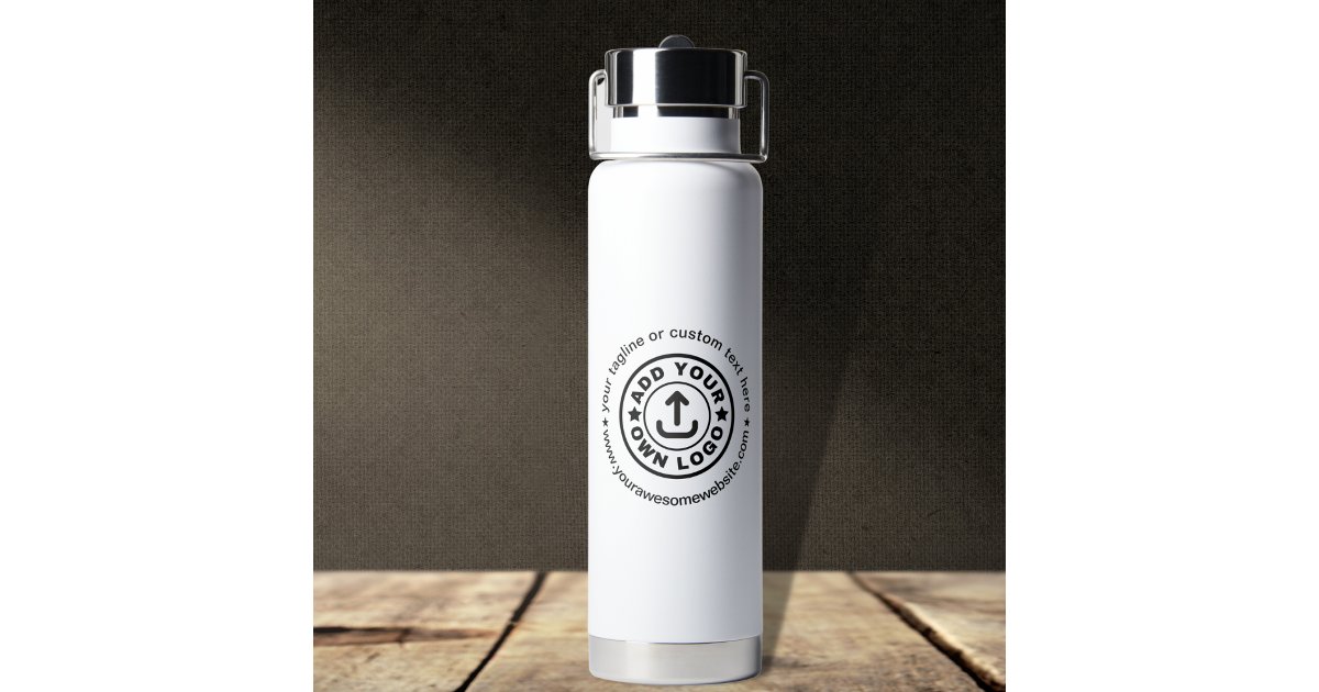 Simple Custom Company Business Logo Website Text Water Bottle | Zazzle