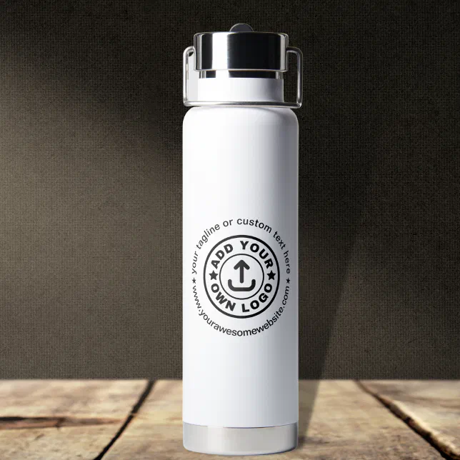 Simple Custom Company Business Logo Website Text Water Bottle | Zazzle