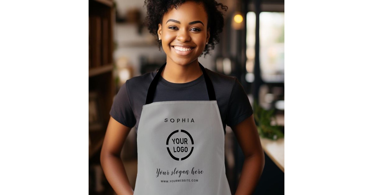 Simple Custom Company Logo personalized gray Apron | Zazzle