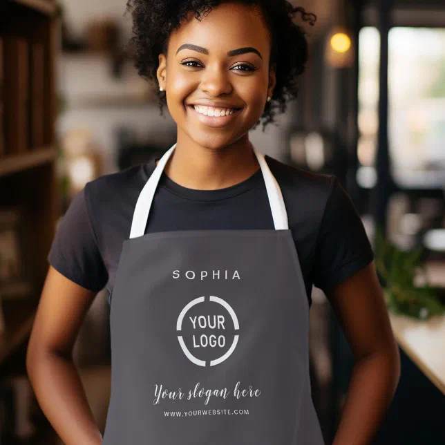Simple Custom Company Logo personalized smoke gray Apron | Zazzle