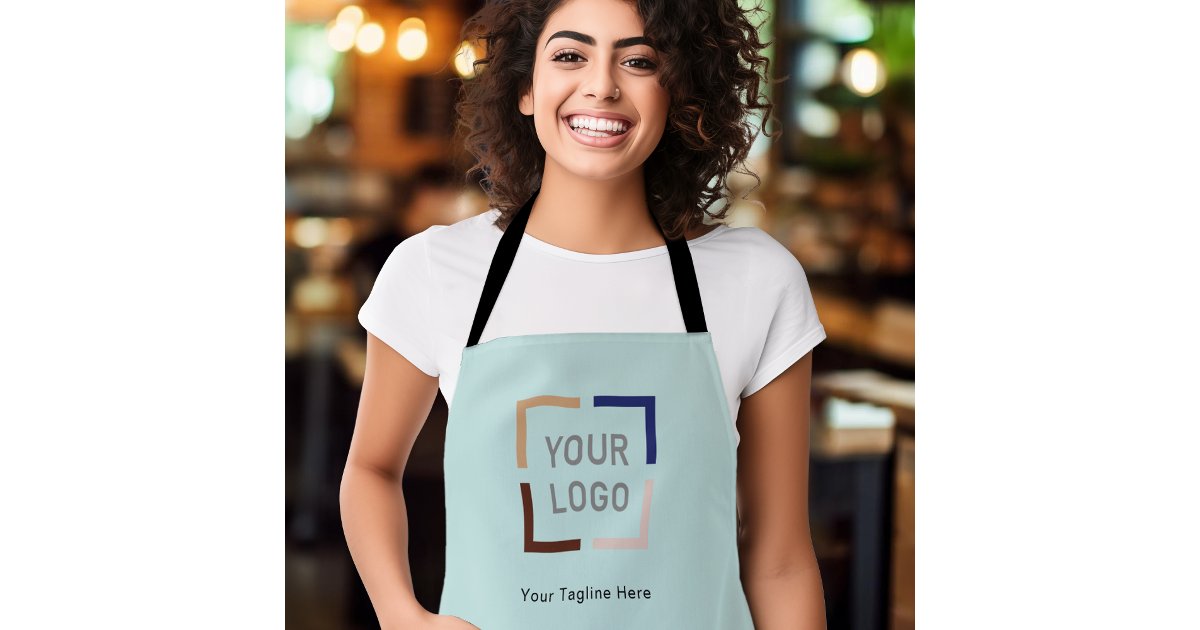 Simple Custom Company Logo personalized turquoise Apron | Zazzle