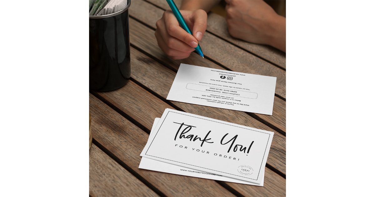Simple Custom Coupon code Business Logo Thank You Card | Zazzle