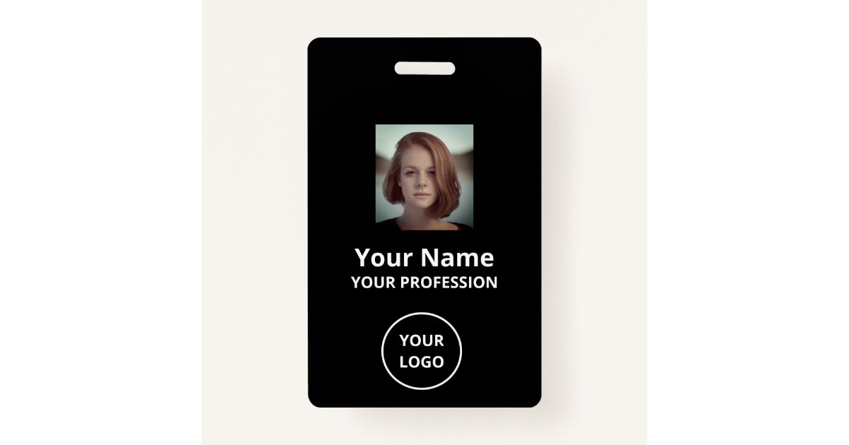 SIMPLE CUSTOM EMPLOYEE NUMBER PHOTO BAR CODE BADG BADGE | Zazzle
