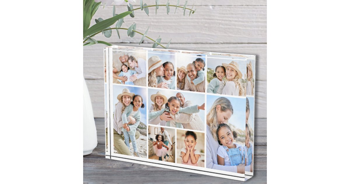 Simple Custom Family Photo Collage Block | Zazzle