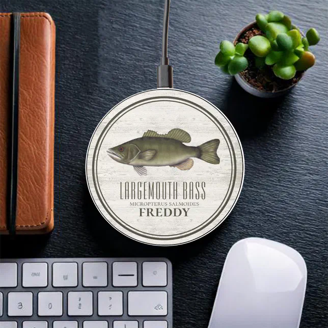 Simple Custom Fishing Personalized Wireless Charger | Zazzle