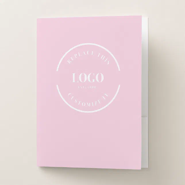 Simple Custom large Business Logo website pink Pocket Folder | Zazzle