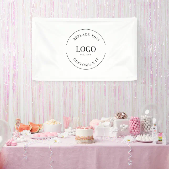 Simple Custom Logo backdrop Company branding Banne Banner | Zazzle