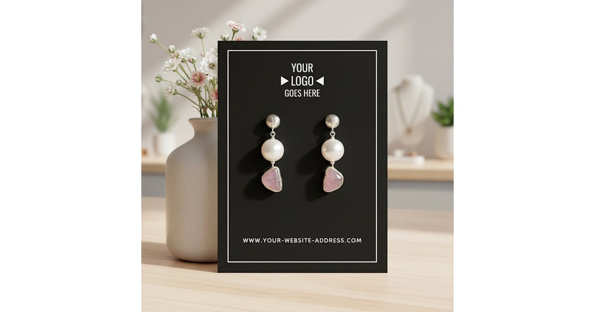 Simple Custom Logo Earring Jewelry Display Card | Zazzle