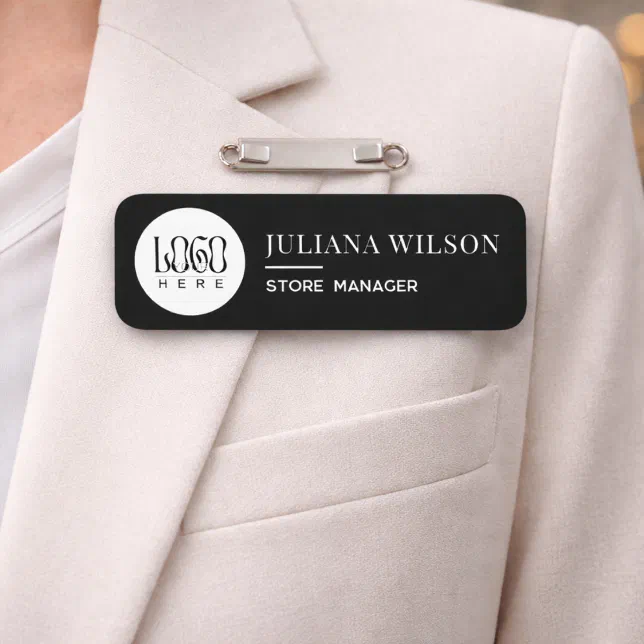 Simple Custom Logo Employee Magnetic Safety Pin Name Tag | Zazzle