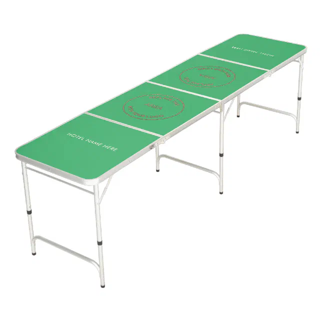 Simple Custom Logo Hotel Name Green Beer Pong Table | Zazzle