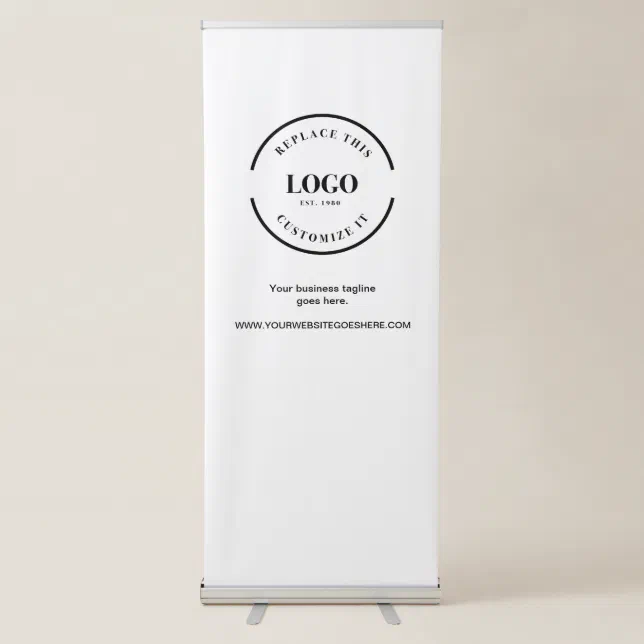 Simple Custom Logo tagline website Company Retractable Banner | Zazzle