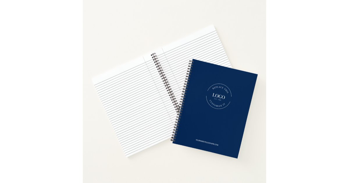 Simple Custom Logo website Royal blue Branded Notebook | Zazzle