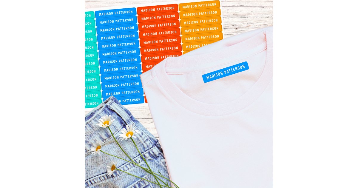Simple Custom Modern Personalized Name Clothing Labels | Zazzle