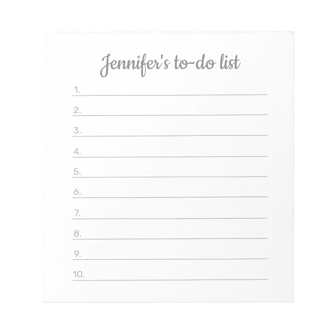 Simple Custom Name Personalized To-Do List Notepad | Zazzle