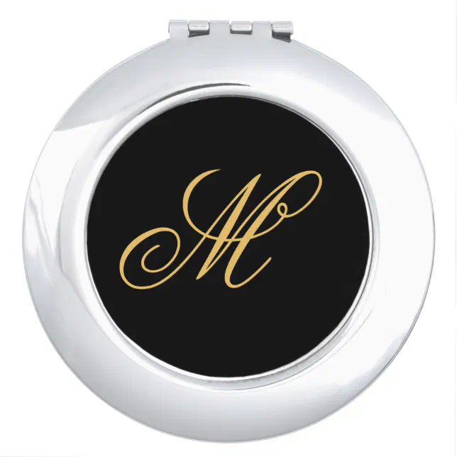 Simple Custom Personalized Gold Initial Monogram Makeup Mirror | Zazzle
