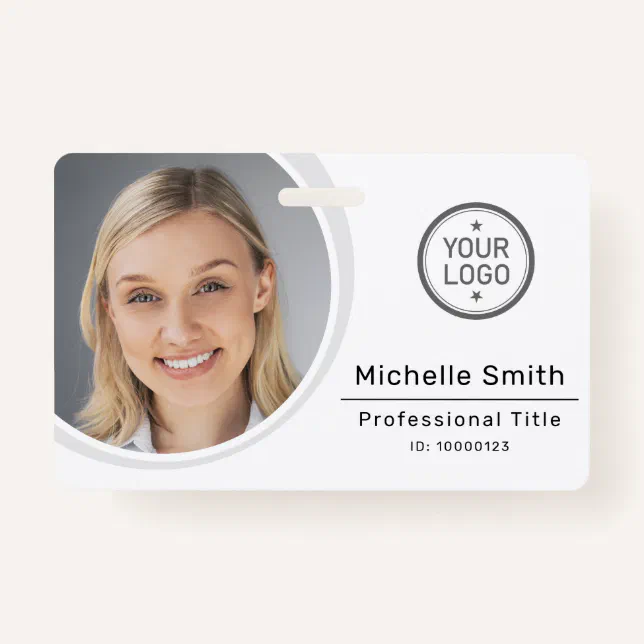 Simple custom photo and name employee badge | Zazzle