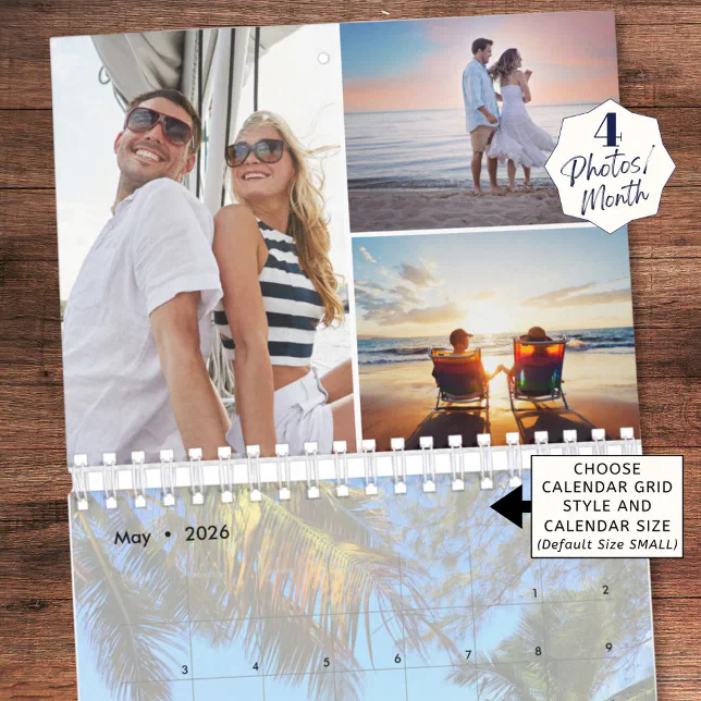 Simple Custom Photo Collage 4 Per Month Calendar | Zazzle