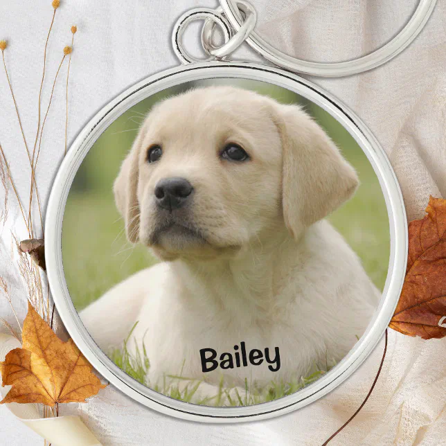 Simple Custom Photo Create Your Own Dog Keychain | Zazzle